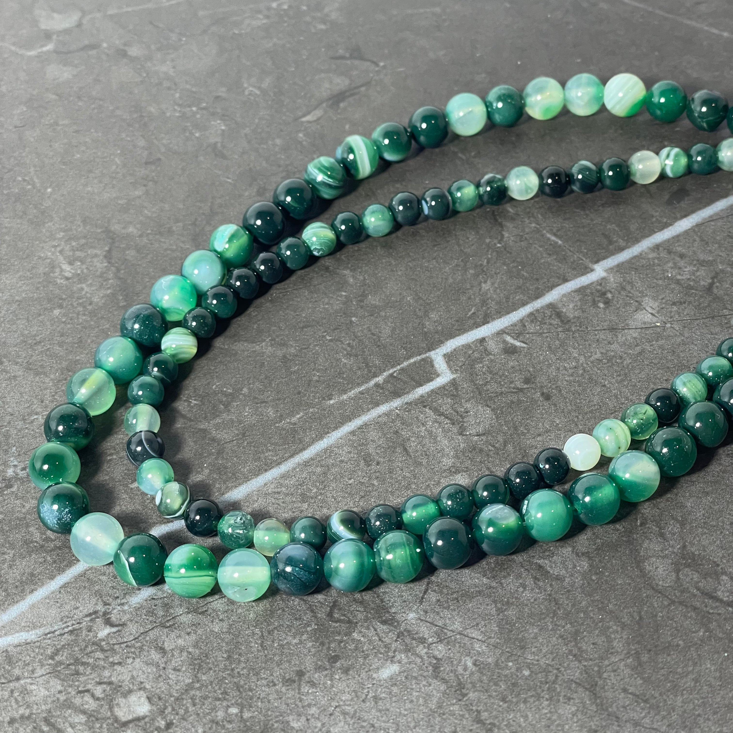 Dark Green Banded Agate Stone Rope 6mm or 8mm – Bijoux Sophistikate